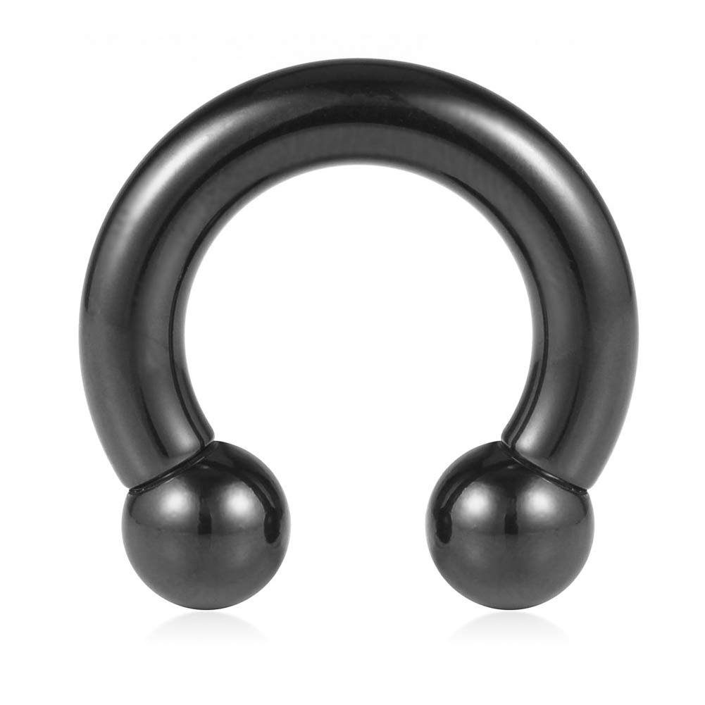 VCMART Internally Threaded Black Circular Barbells Horseshoe 2G 12mm 316L Surgical Steel Pierced Body Jewelry Sold Individually