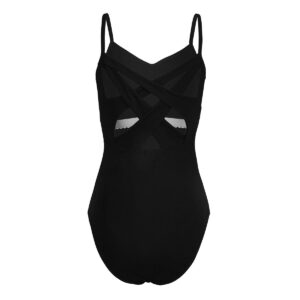 ACSUSS Women's V-neck Ballet Dance Leotard Criss Cross Back Strappy Camisole Bodysuit Black Small