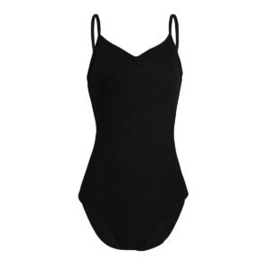 ACSUSS Women's V-neck Ballet Dance Leotard Criss Cross Back Strappy Camisole Bodysuit Black Small