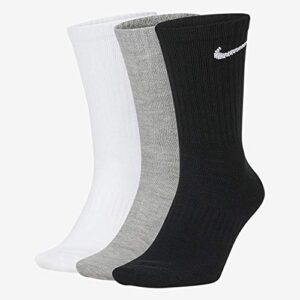 nike unisex everyday lightweight crew training socks (3 pair) (multi-color, l)