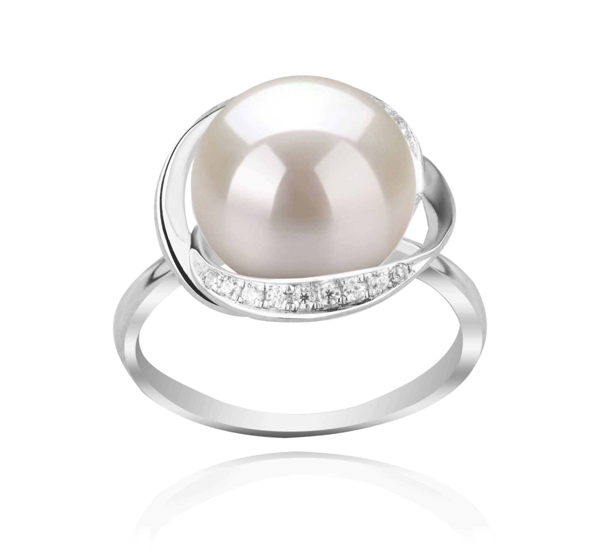 Wendy White 11-12mm AAA Quality Freshwater 925 Sterling Silver Cultured Pearl Ring For Women - Size-8