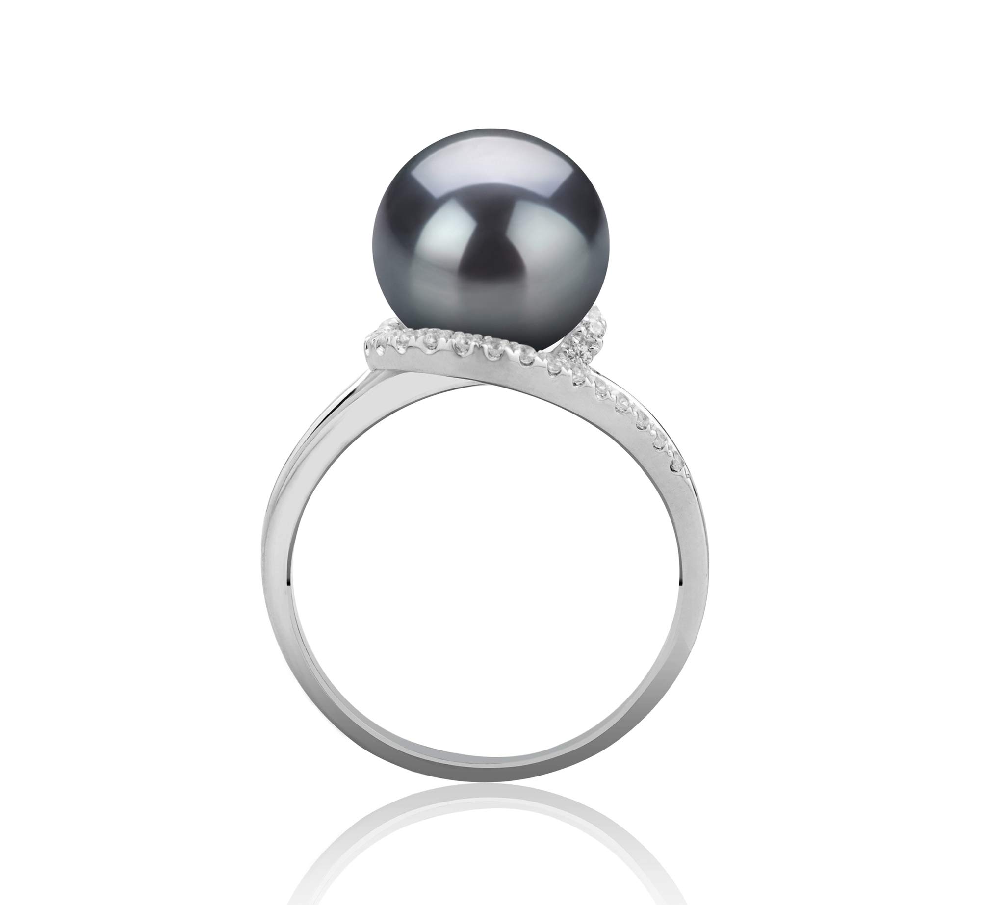 Royisal Black 9-10mm AAA Quality Tahitian 925 Sterling Silver Cultured Pearl Ring For Women - Size-7