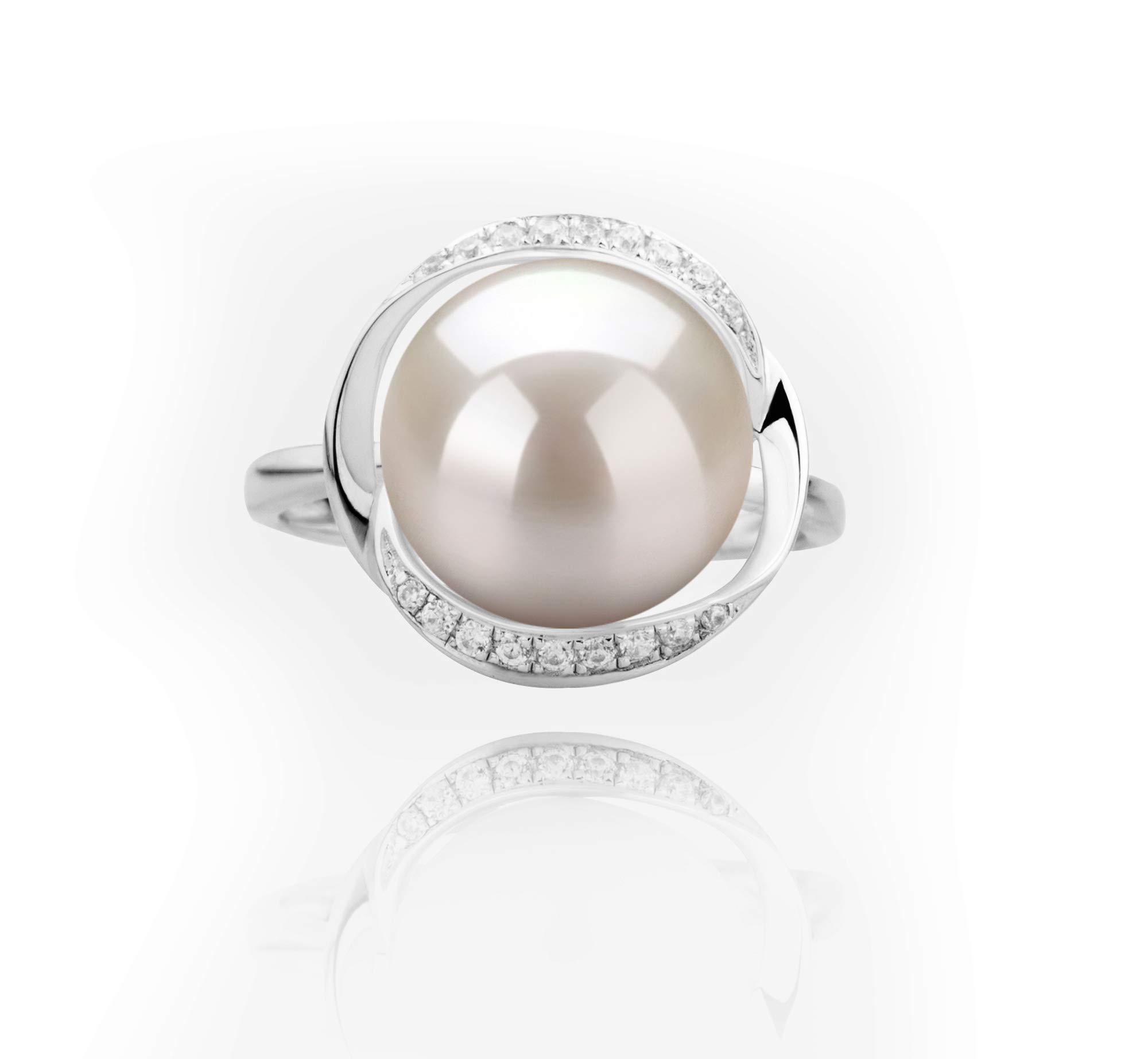 Wendy White 11-12mm AAA Quality Freshwater 925 Sterling Silver Cultured Pearl Ring For Women - Size-8