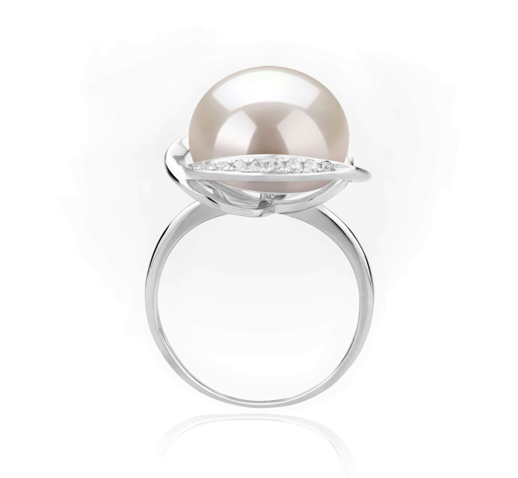 Wendy White 11-12mm AAA Quality Freshwater 925 Sterling Silver Cultured Pearl Ring For Women - Size-8