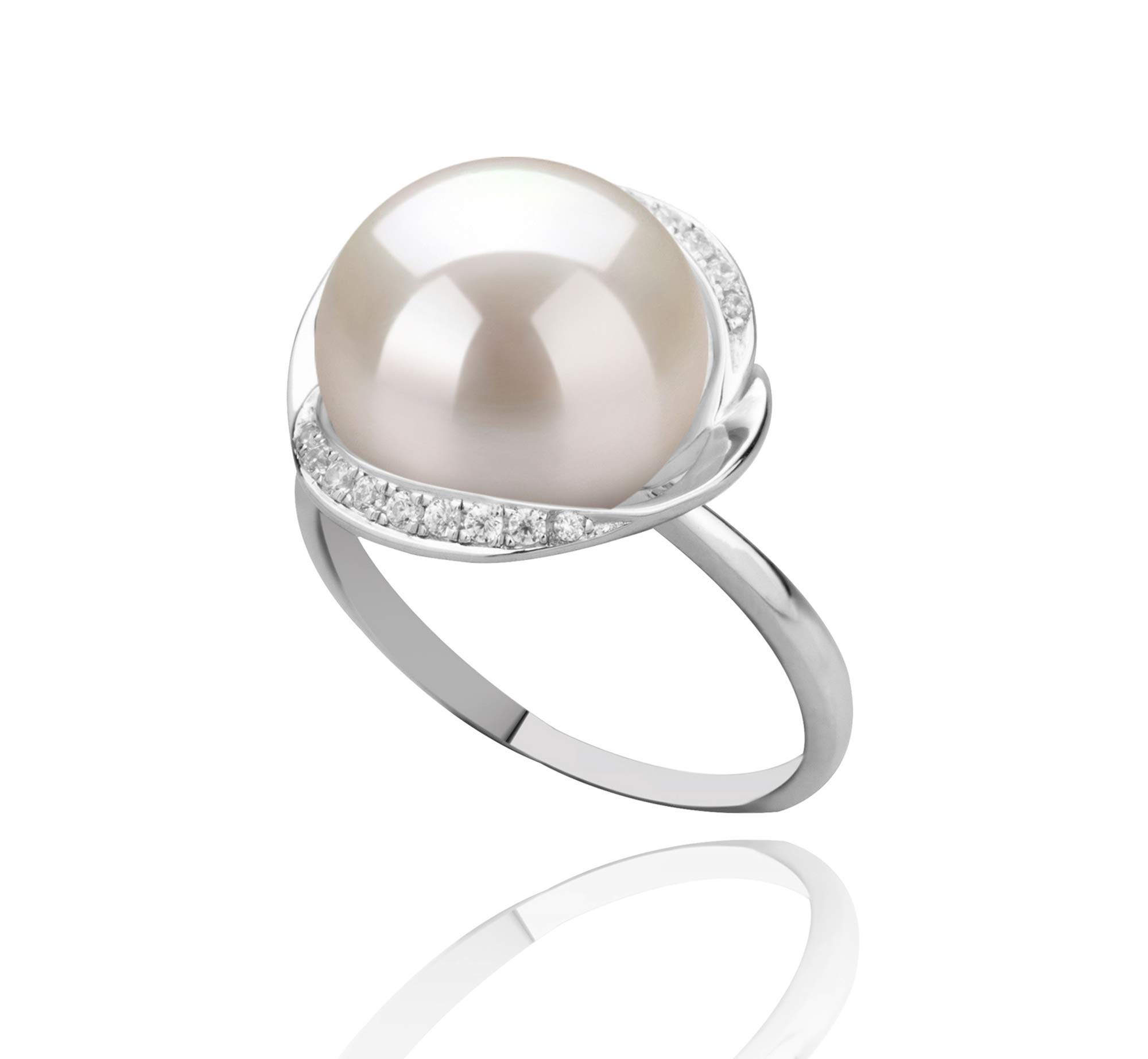 Wendy White 11-12mm AAA Quality Freshwater 925 Sterling Silver Cultured Pearl Ring For Women - Size-8