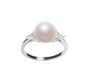 dacey white 8-9mm aaa quality freshwater 925 sterling silver cultured pearl ring for women - size-5