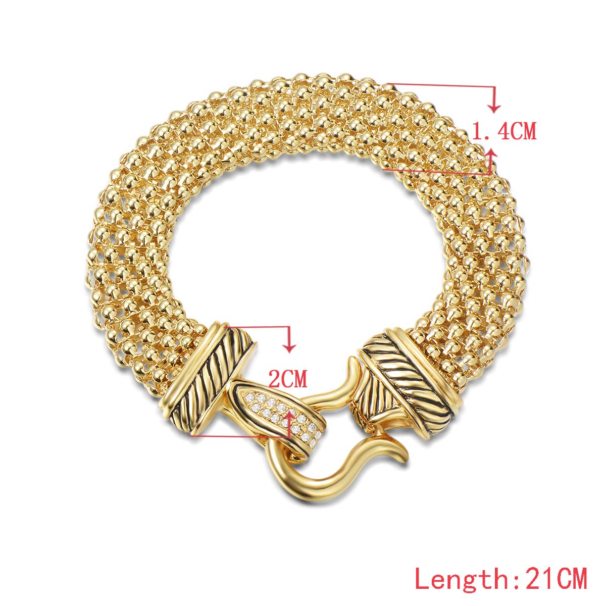 UNY Jewelry Antique Fashion Popcorn Chain Designer Brand Inspired Women Unique Christmas Gifts Bracelets (Gold)