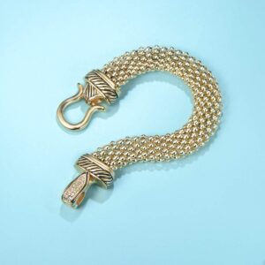 UNY Jewelry Antique Fashion Popcorn Chain Designer Brand Inspired Women Unique Christmas Gifts Bracelets (Gold)