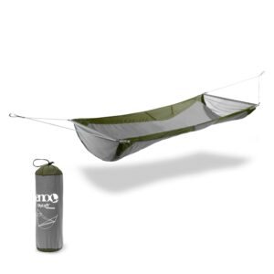 eno skyloft hammock - 1 person portable hammock - for camping, hiking, backpacking, travel, festival, or the beach - olive/grey