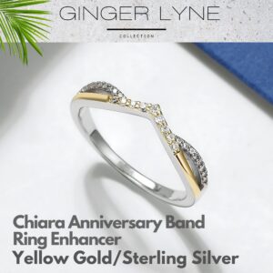 Chiara Wedding Band for Women by Ginger Lyne | Sterling Silver Gold Anniversary Ring for Her | V Shape Cubic Zirconia Ring Enhancer