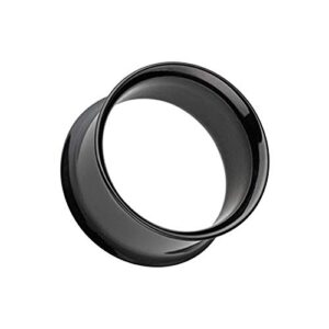 covet jewelry colorline steel double flared ear gauge tunnel plug (3/4" (19mm), black)