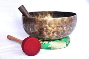 root and om chakra c note anitque finished hand hammered tibetan meditation singing bowl 9 inches - yoga bowl from nepal