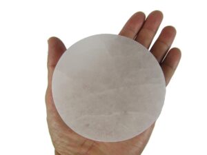 circuitoffice 4" selenite plate circle, cleanse and charge crystals or gemstones, for healing, metaphysical, meditation, wicca, decoration or gift