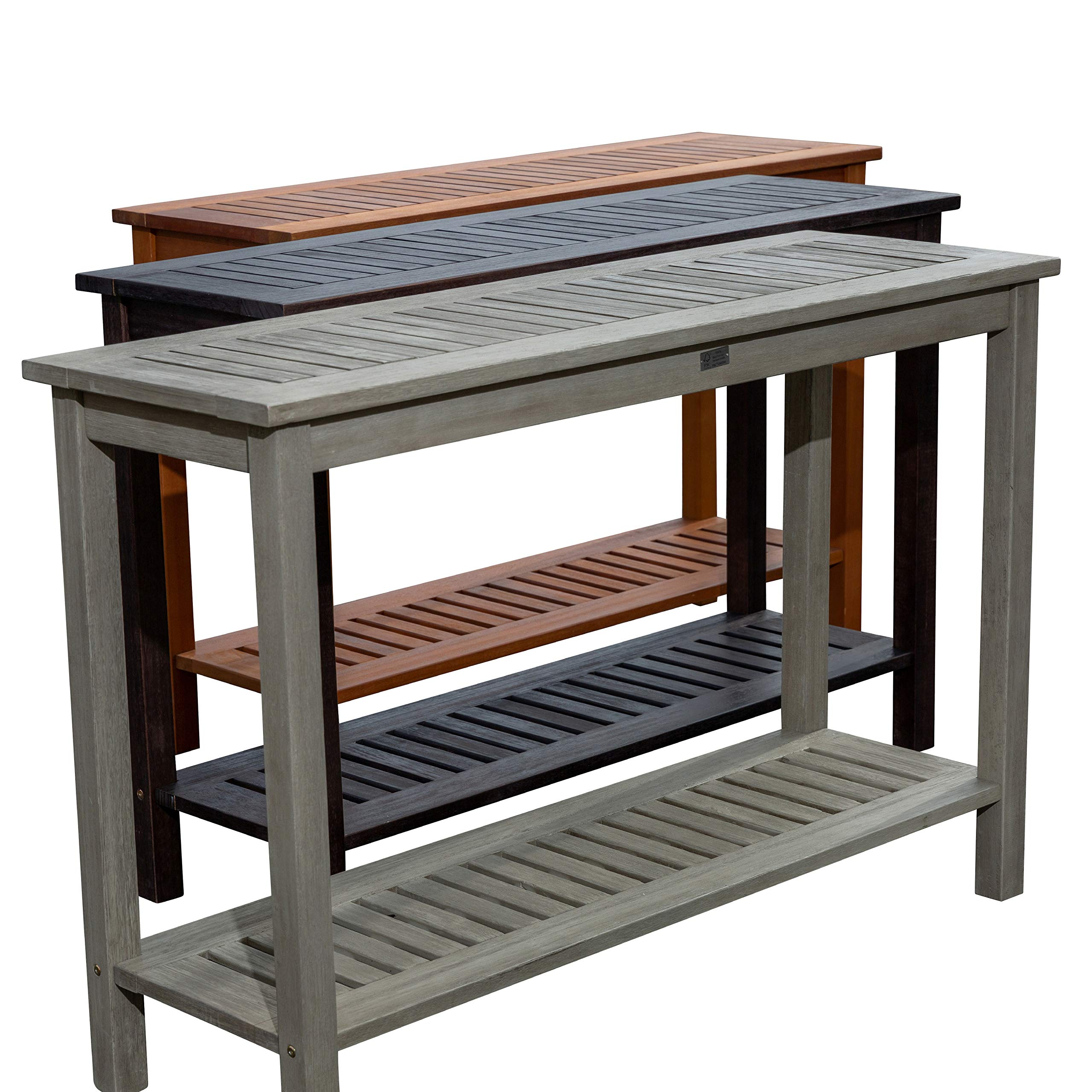 DTY Outdoor Living Longs Peak Eucalyptus Console Table, Driftwood Gray