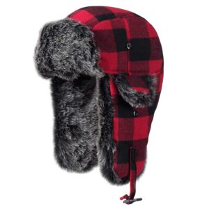 onway trapper hat winter hats for women men with faux fur ear flaps red