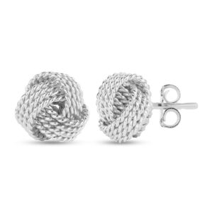 lecalla sterling silver knot earrings jewelry italian design diamond-cut twisted wire love knot stud earring for women 10mm