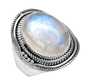 yotreasure 12x16 mm moonstone chunky ring .925 sterling silver