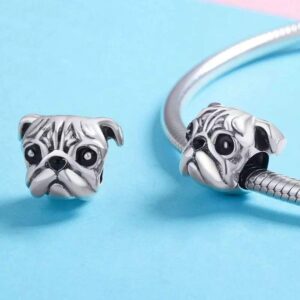 Love Dog Charm 925 Sterling Silver French Bulldog Charm Puppy Pet Dog Animal Charms for Dog Lovers (Love dog - pug)