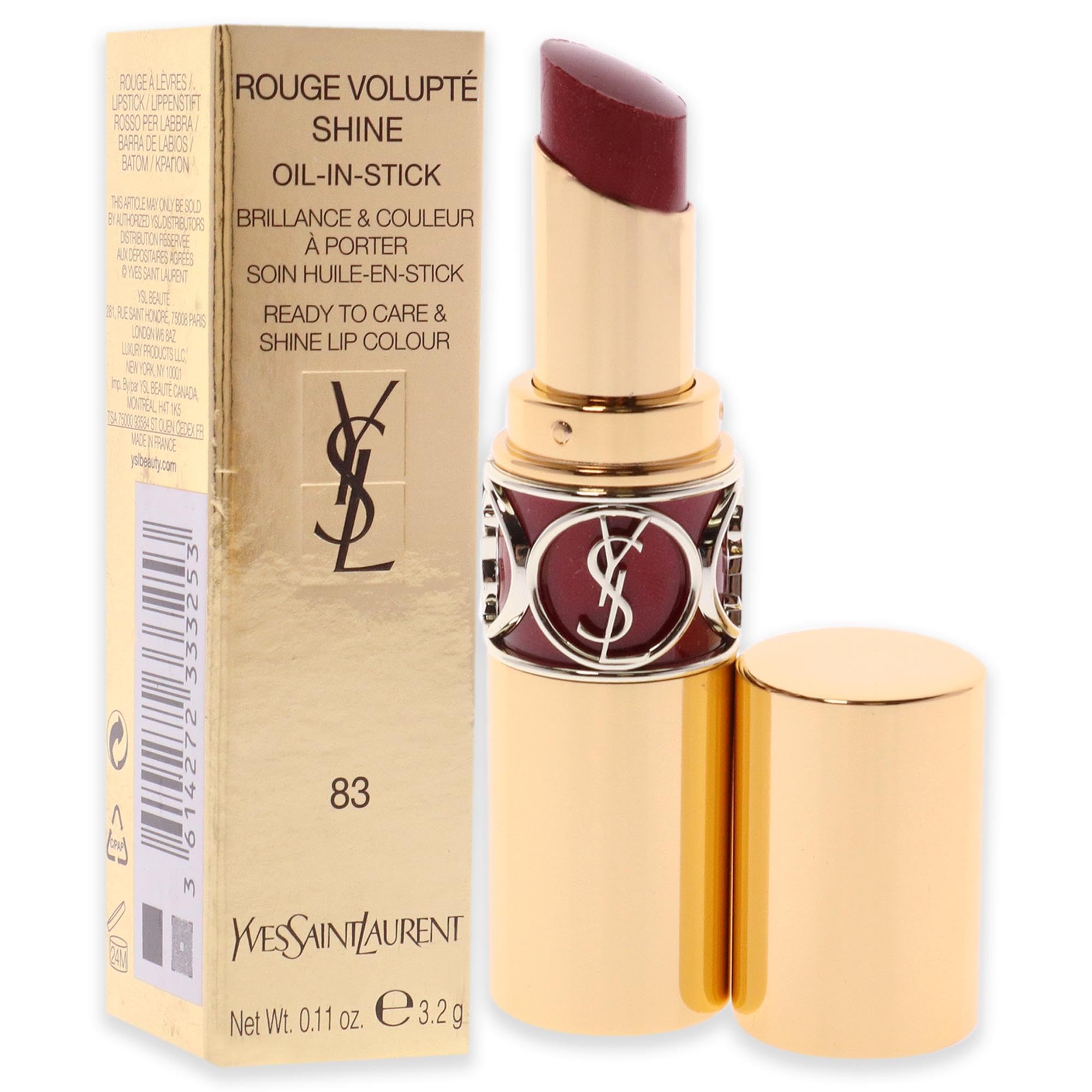 Yves Saint Laurent Rouge Volupte Shine Oil-In-Stick Lipstick - 83 Rouge Cape Women 0.11 oz