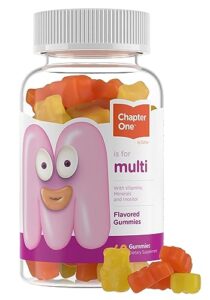 zahler - chapter one kids multivitamin gummy with 13 vitamins & nutrients (60 flavored gummies) - certified kosher kids vitamins including vitamin c, d3, zinc & more - delicious multivitamin gummies