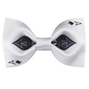 mens 100% satin silk pre-tied bowtie poker ace bow ties (ace of spades-1)