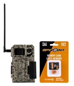 spypoint link micro with 16gb microsd (smallest on the market!) wireless/cell trail camera, 4 power leds, fast 4g photo transmission w/preactivated sim, fully configurable via app (link-micro-v)