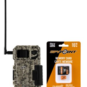 SPYPOINT Link Micro with 16GB MicroSD (Smallest on The Market!) Wireless/Cell Trail Camera, 4 Power LEDs, Fast 4G Photo Transmission w/Preactivated SIM, Fully Configurable via App (Link-Micro-V)