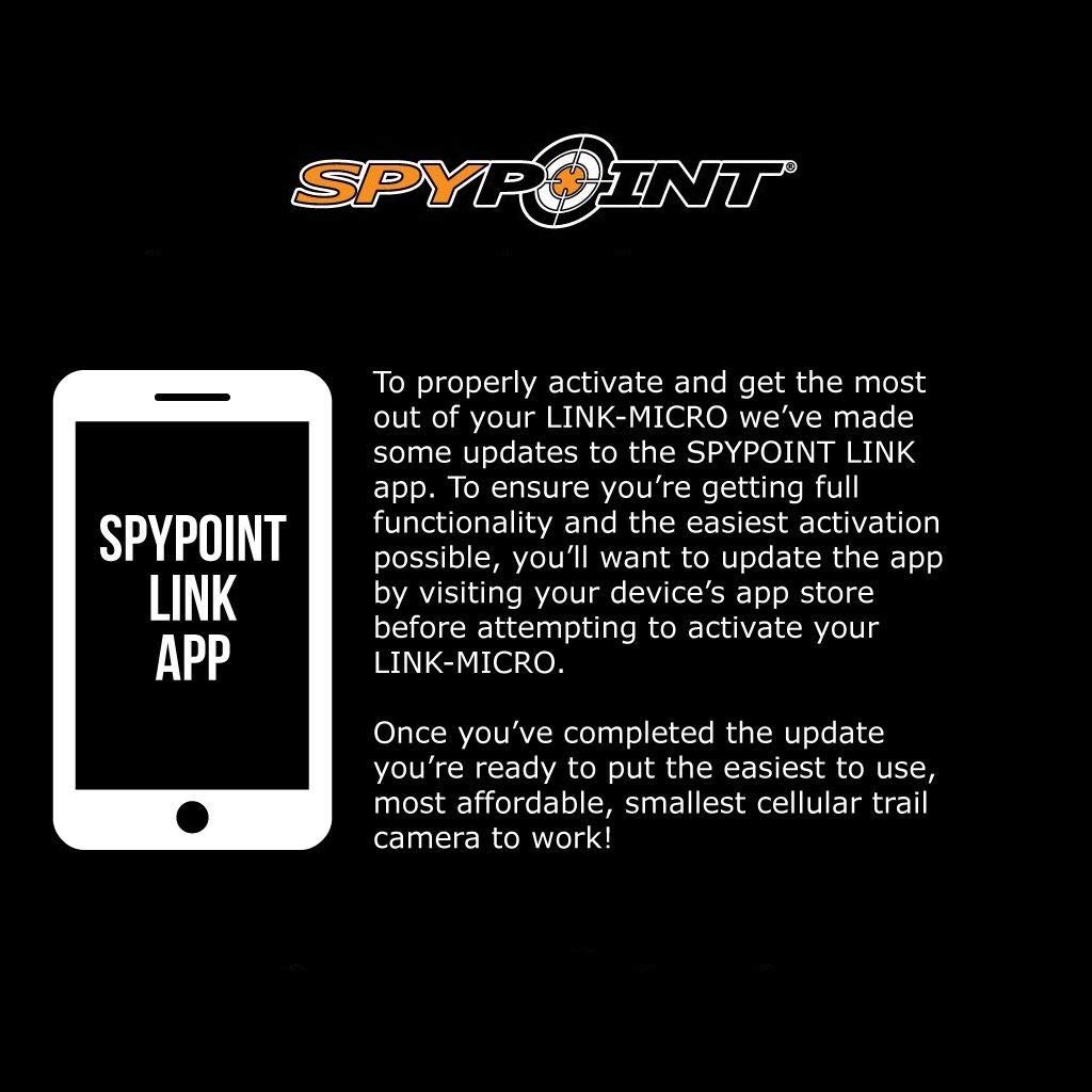 SPYPOINT Link Micro with 16GB MicroSD (Smallest on The Market!) Wireless/Cell Trail Camera, 4 Power LEDs, Fast 4G Photo Transmission w/Preactivated SIM, Fully Configurable via App (Link-Micro-V)