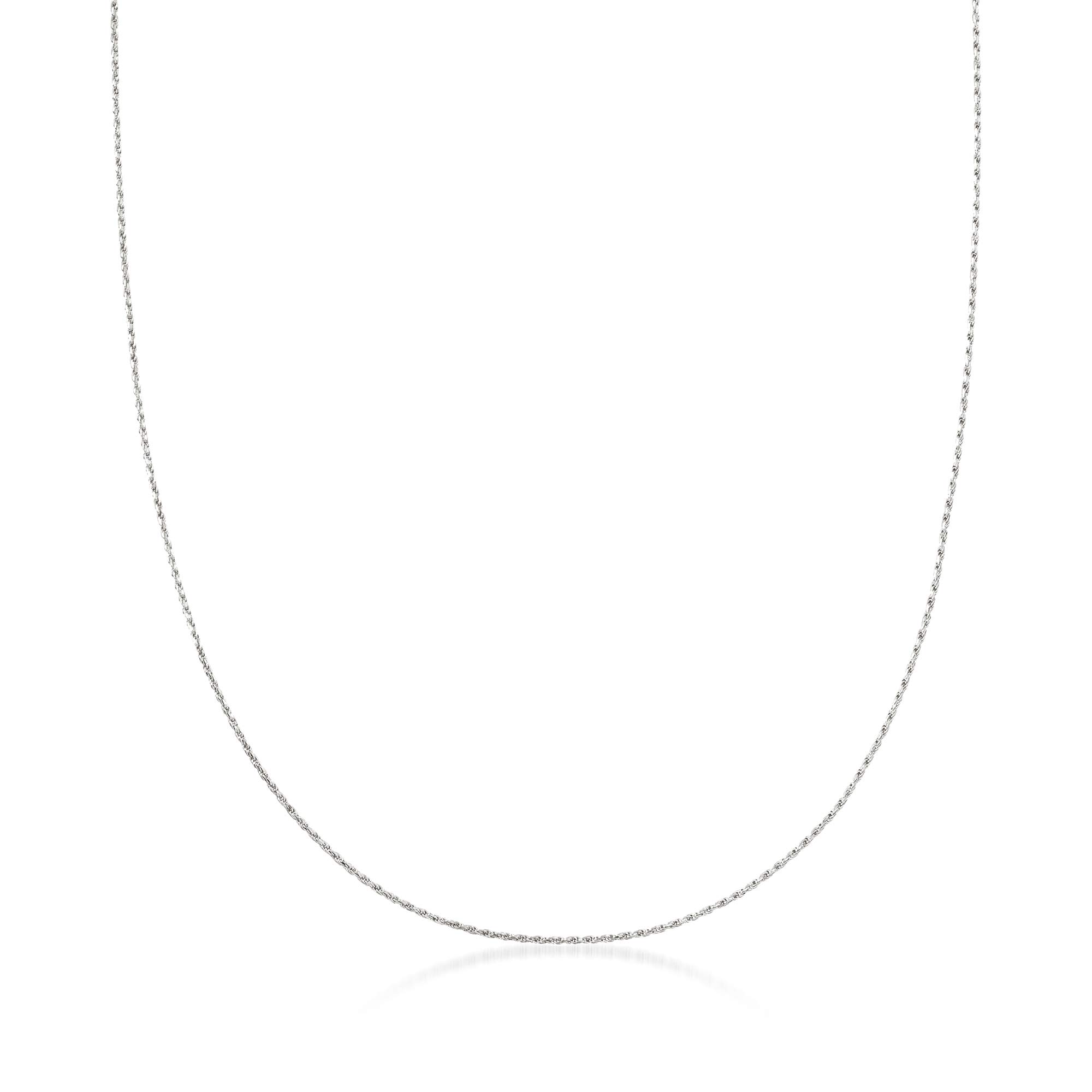 Ross-Simons 1mm 14kt White Gold Adjustable Rope-Chain Necklace