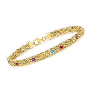 ross-simons 3.40 ct. t.w. multi-stone byzantine bracelet in 14kt yellow gold. 7 inches