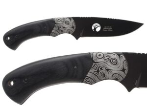 elk ridge 8.3" pakkawood handle fixed stainless steel blade hunting knife er-200-09bk laser engraved by ndz performance - live free or die script