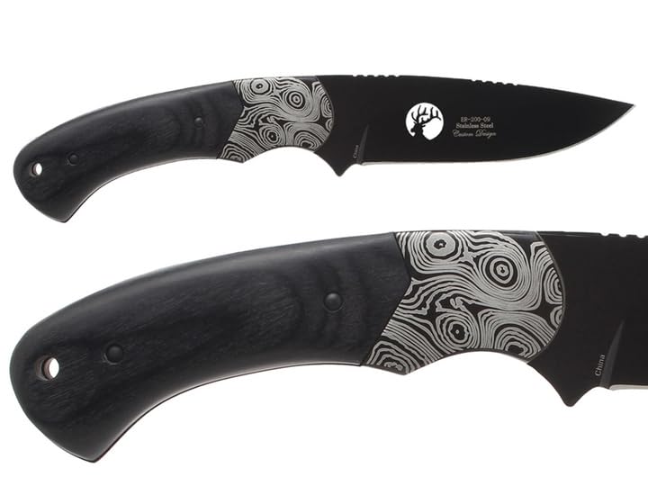 Elk Ridge 8.3" Pakkawood Handle Fixed Stainless Steel Blade Hunting Knife ER-200-09BK Laser Engraved by NDZ Performance - Live Free or Die Script