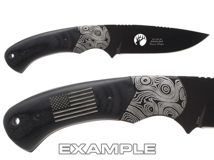 Elk Ridge 8.3" Pakkawood Handle Fixed Stainless Steel Blade Hunting Knife ER-200-09BK Laser Engraved by NDZ Performance - Live Free or Die Script