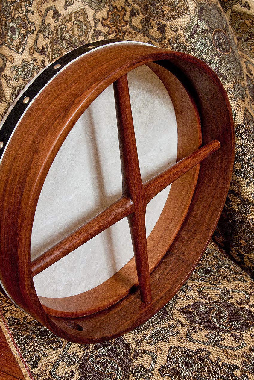 Includes: 14 inch Irish Celtic Bodhran Drum W/Fixed Goatskin Head ~ Solid Sheesham Frame + The Bodhran Drum Book & Cd