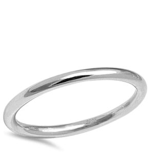 Thin Stackable Rounded Wedding Ring New .925 Sterling Silver Band Size 13