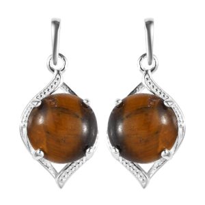 shop lc tiger's eye drop earrings for women jewelry 925 sterling silver jewelry birthday gifts for women