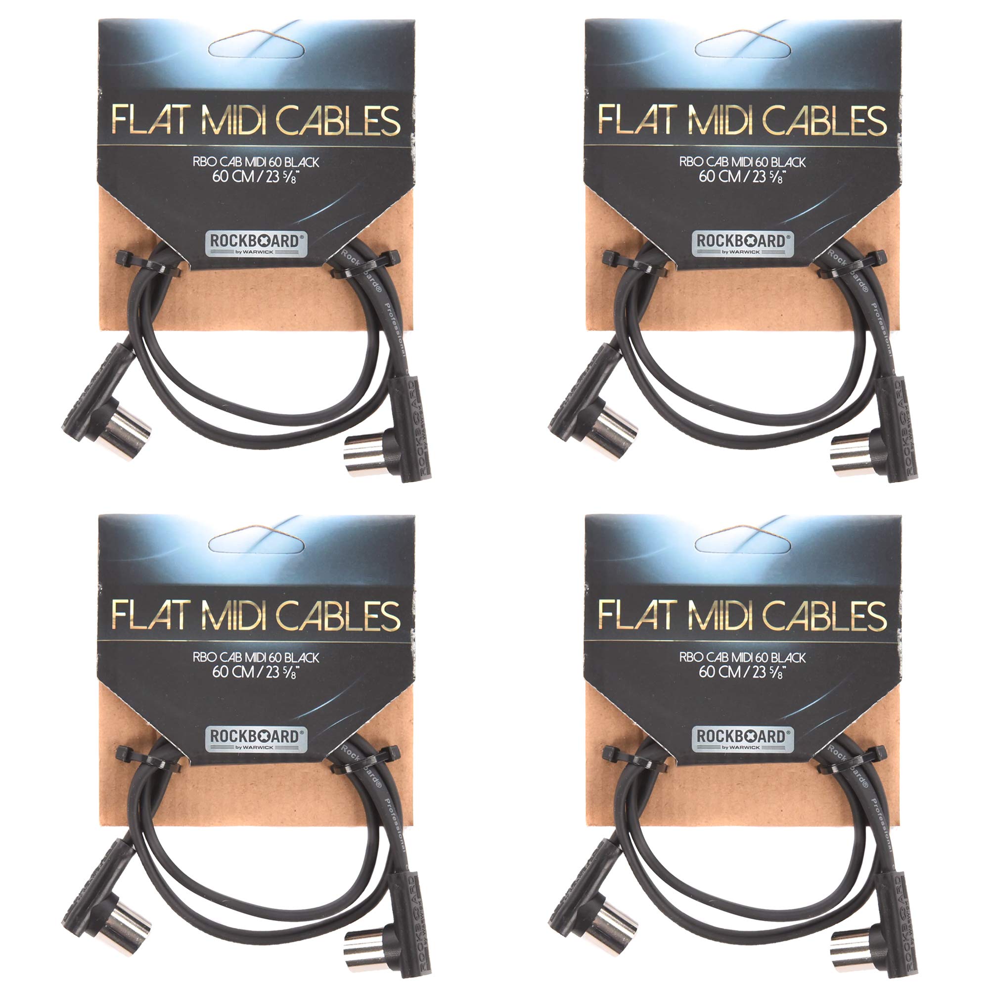 RockGear Midi Cable, 60cm / 23.62" Black 4 Pack Bundle