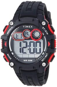 timex men's tw5m27000 dgtl big digit 48mm black/gray/red silicone strap watch