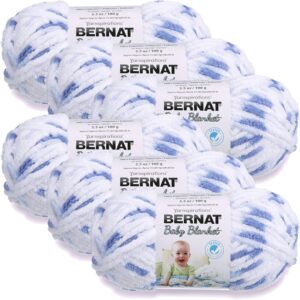 bernat little denim print, baby blanket yarn, multipack of 6, 6 pack