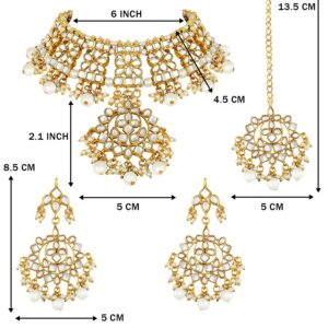 Aheli Indian Traditional Maang Tikka with Kundan Necklace Earrings Set Ethnic Wedding Party Designer Jewelry for Women