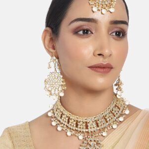 Aheli Indian Traditional Maang Tikka with Kundan Necklace Earrings Set Ethnic Wedding Party Designer Jewelry for Women