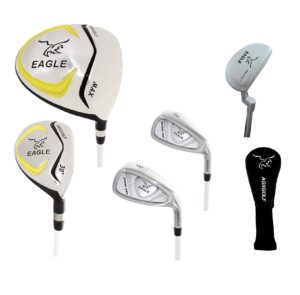 junior eagle graphite golf clubs set for boys & girls 9-12yrs: wdriver, utility club, mid &, short irons, putter and two head covers