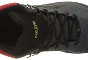 KEEN Men's Explore Mid Waterproof Hiking Boot, Magnet/Fiery Red, 9