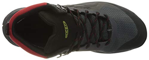 KEEN Men's Explore Mid Waterproof Hiking Boot, Magnet/Fiery Red, 9