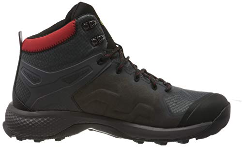 KEEN Men's Explore Mid Waterproof Hiking Boot, Magnet/Fiery Red, 9