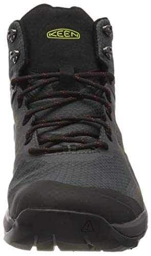 KEEN Men's Explore Mid Waterproof Hiking Boot, Magnet/Fiery Red, 9