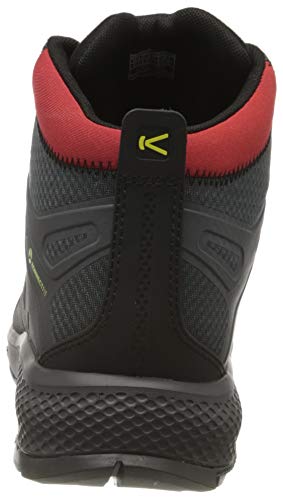 KEEN Men's Explore Mid Waterproof Hiking Boot, Magnet/Fiery Red, 9