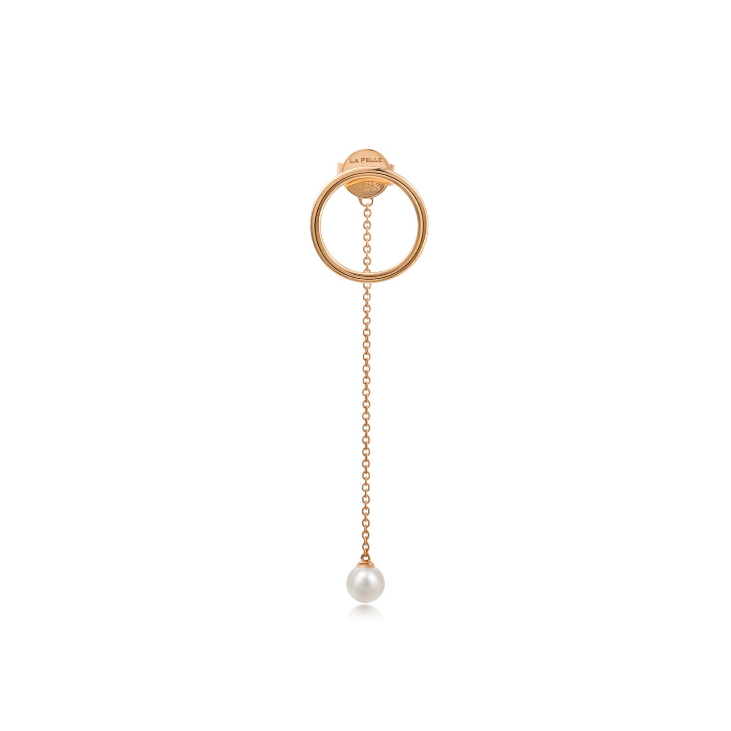 CHOW SANG SANG 18K Rose Gold Akoya 4.5-5.0 mm Pearl Single Dangle Earring for Women 90029E (Sold Single Not Pair)