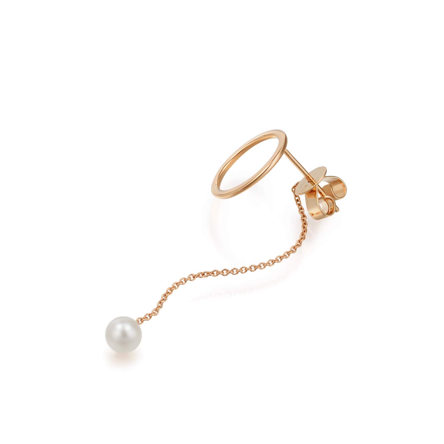 CHOW SANG SANG 18K Rose Gold Akoya 4.5-5.0 mm Pearl Single Dangle Earring for Women 90029E (Sold Single Not Pair)