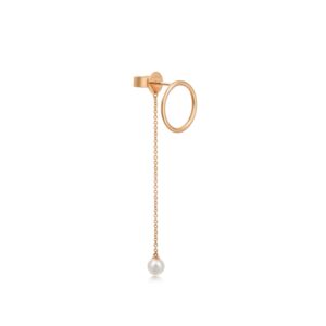 CHOW SANG SANG 18K Rose Gold Akoya 4.5-5.0 mm Pearl Single Dangle Earring for Women 90029E (Sold Single Not Pair)